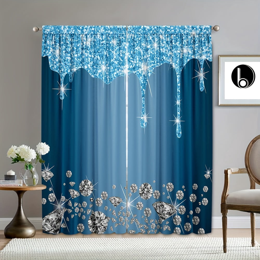 2pcs Glitter Eyelashes Pattern Curtains rative Window Drapes Window ...