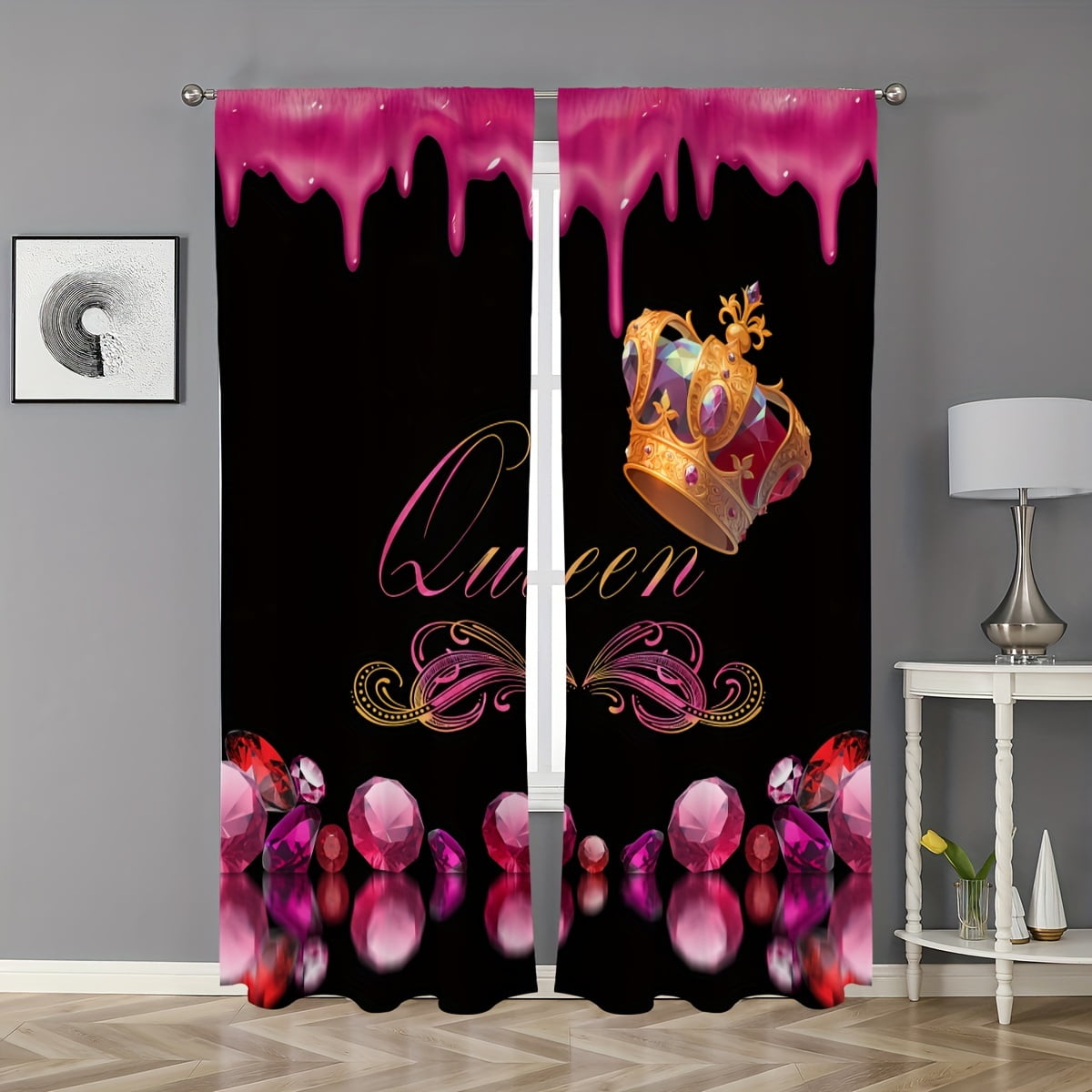 2pcs Glitter Eyelashes Pattern Curtains rative Window Drapes Window ...