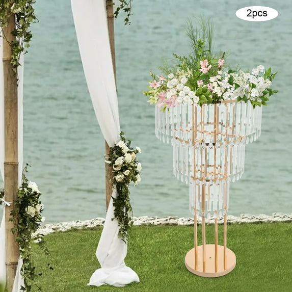 2pcs Gold Iron 30*72cm Three-Layer Ice Curtain Flower Tray Base Wedding ...
