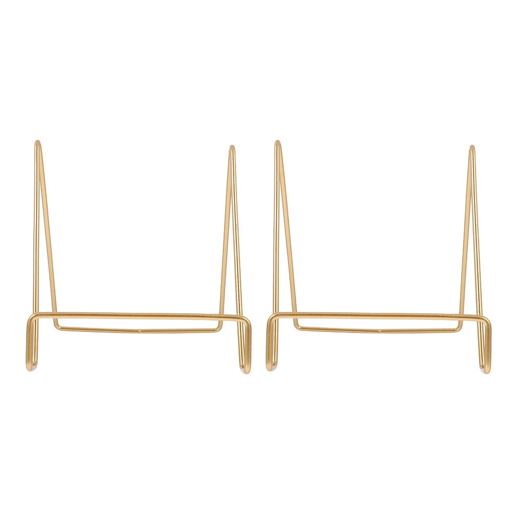 2pcs Gold Plate Holder Easel Multi-Functional Metal Display Stand Heavy ...