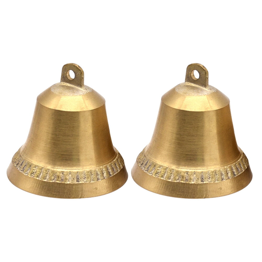 2pcs Golden Bells Vintage Cast Copper Bell Pendants Wind Chime ...