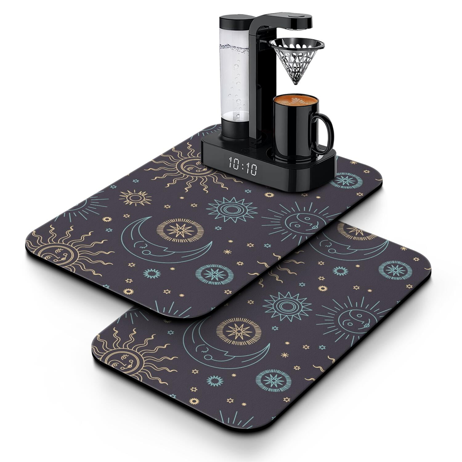 2pcs Gothic Celestial Coffee Maker Mat - Star and Moon Astrology Print ...