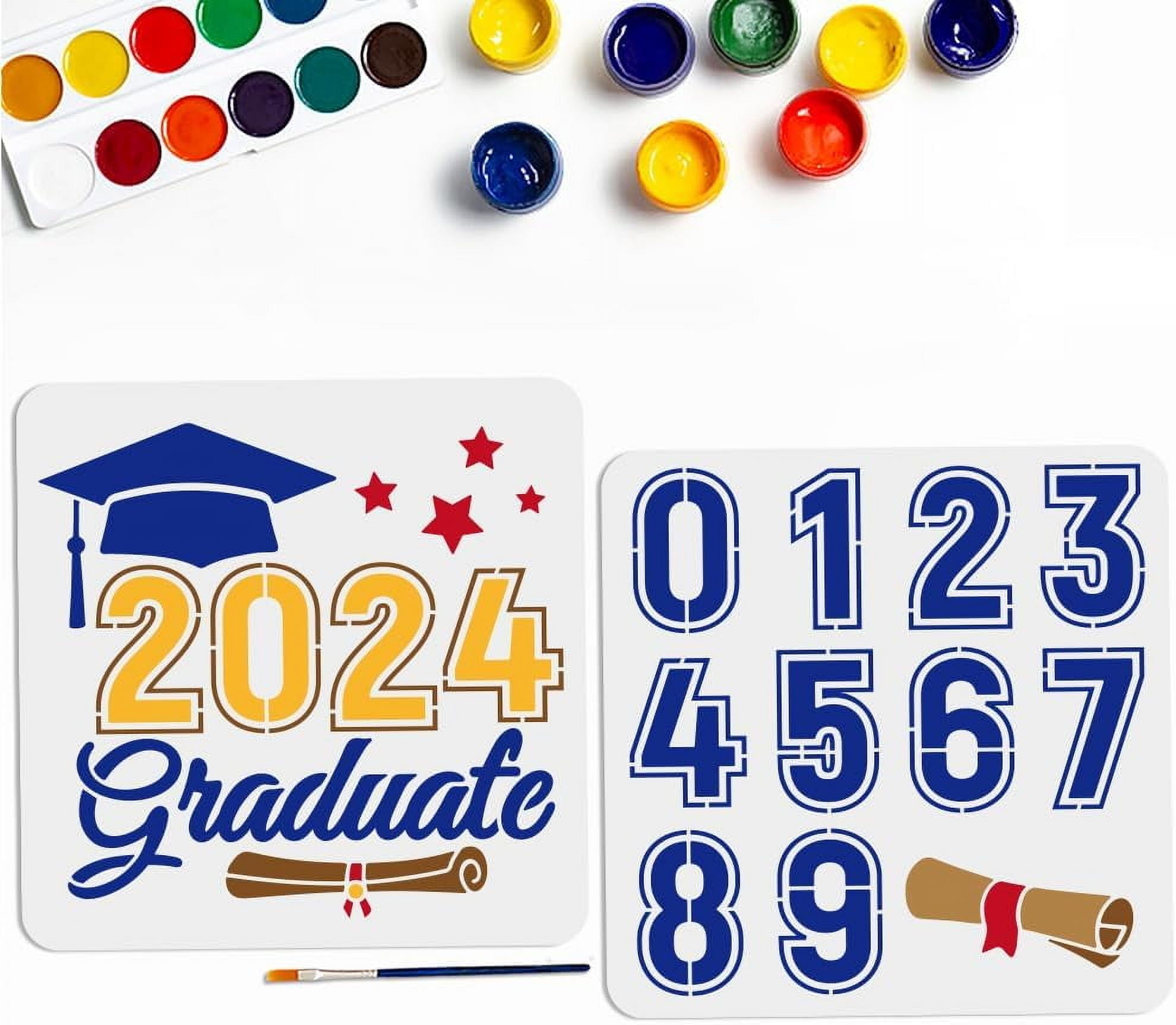 2pcs Graduates Stencils 11.8×11.8inch Large Graduation Theme Template ...