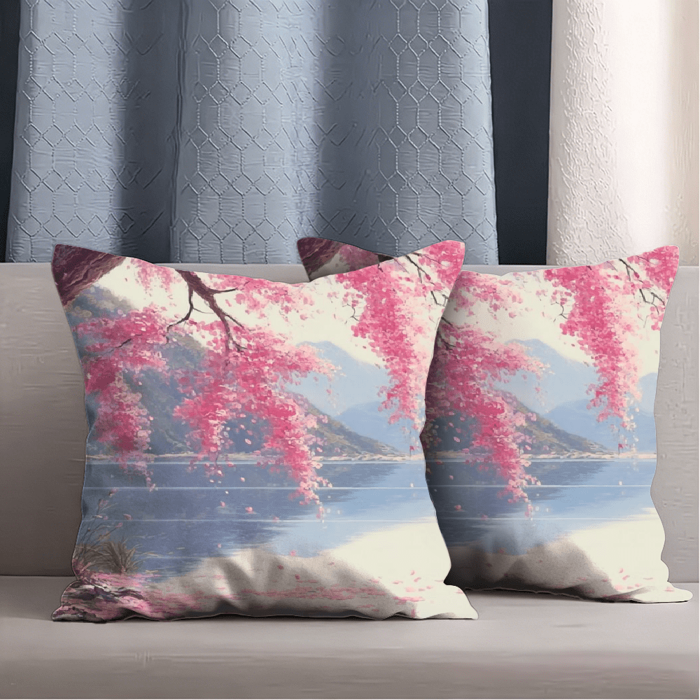2pcs Graduation Season Gift. Charming Cherry Blossom Trees Landscape ...