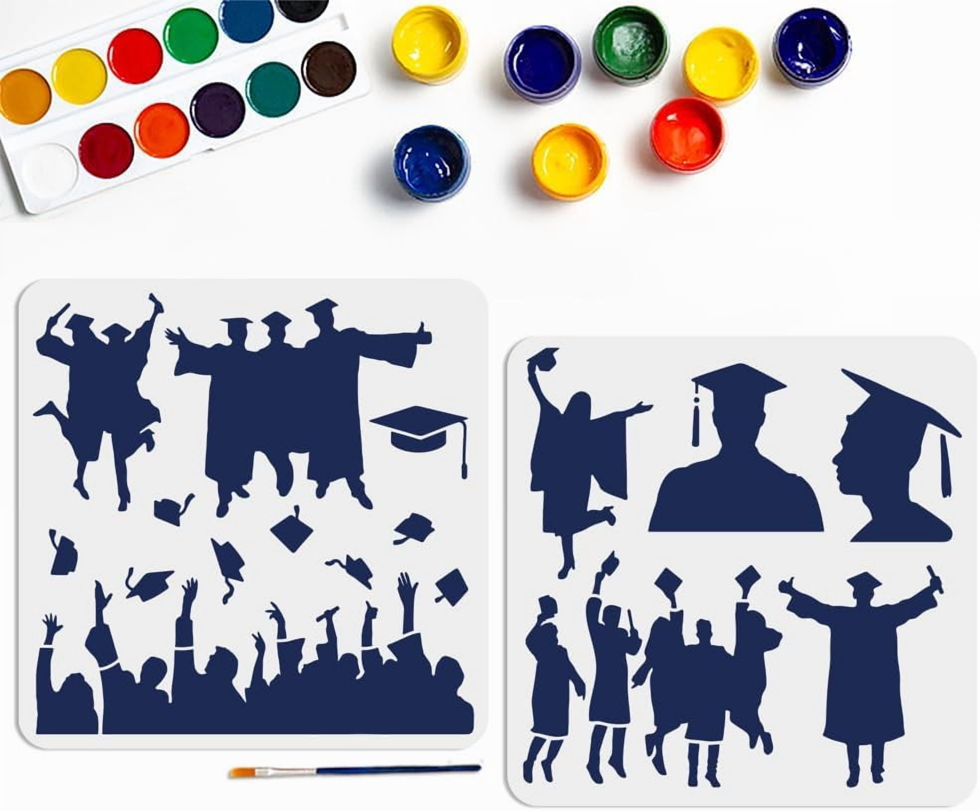 2pcs Graduation Stencil for Painting 11.8×11.8inch College Graduates ...