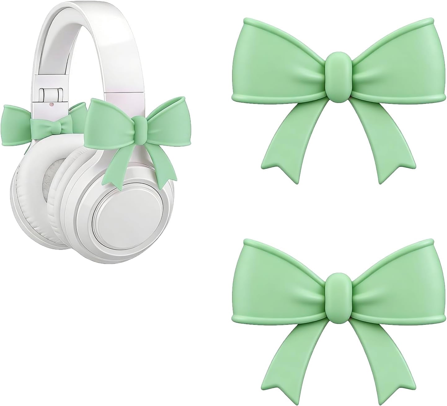 2pcs Green Silicone Bow Headphone Decor - Removable Cute Earphone Clip ...