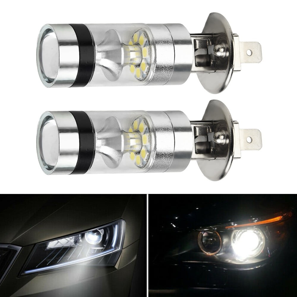2pcs H1 100W LED Headlights Bulb Super Bright White 12-24V 20-SMD ...