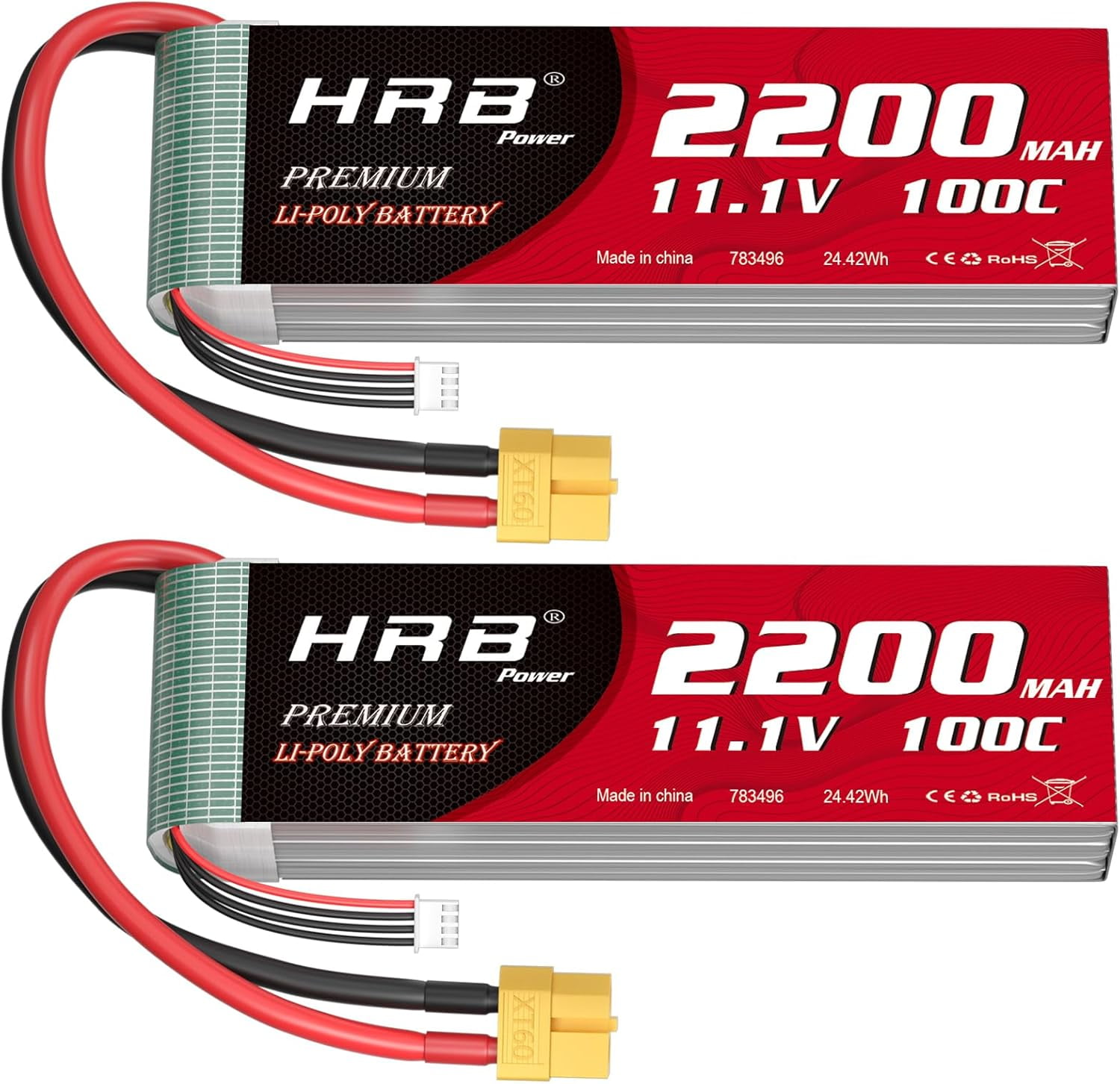 2pcs HRB 3S 11.1V 2200mAh XT60 LiPo Battery for RC Car Truck Racing ...