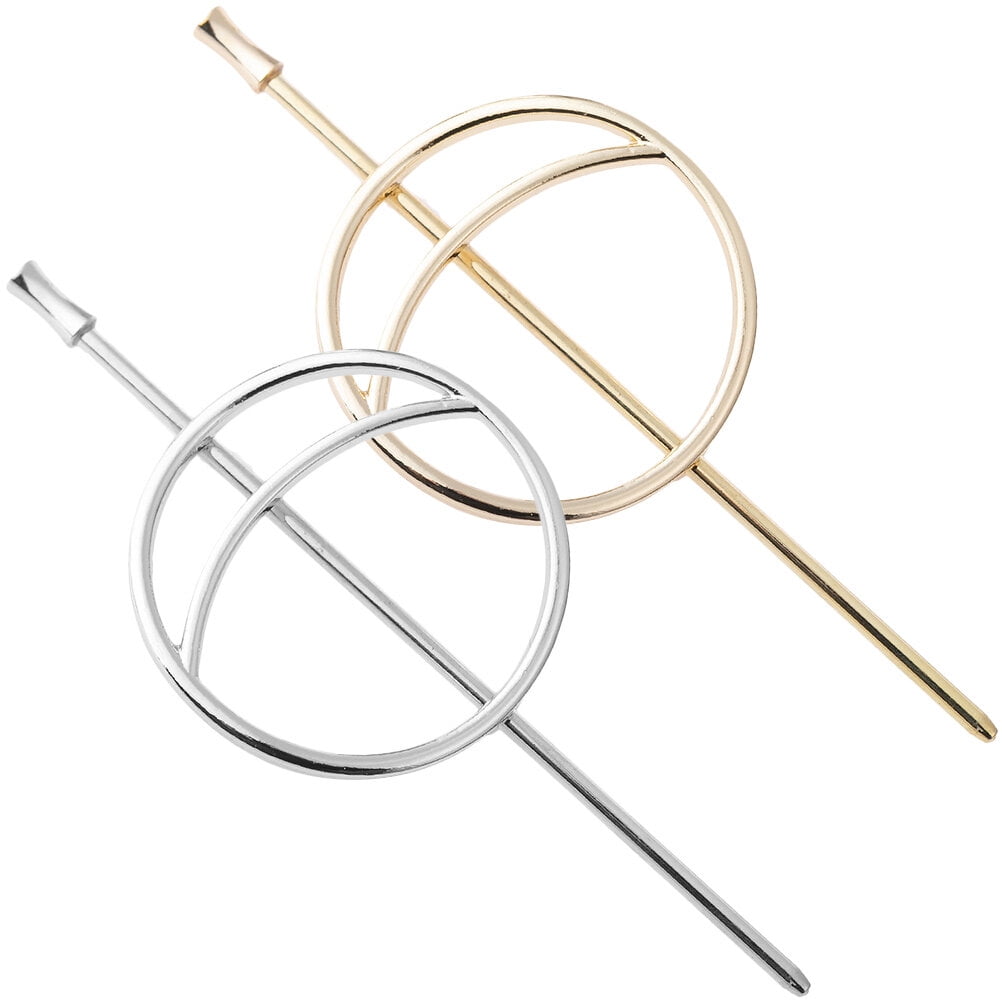 2pcs Hair Bun Sticks Circle Hair Bun Clip Metal Hair Bun Holder for ...