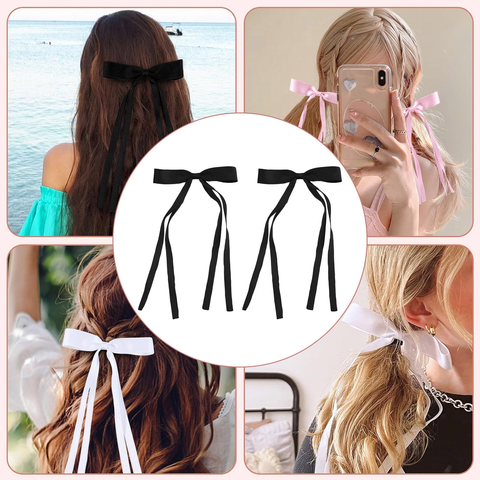 2pcs Hair Clips for Women Tassel Ribbon Bowknot Hair Accessories Long ...
