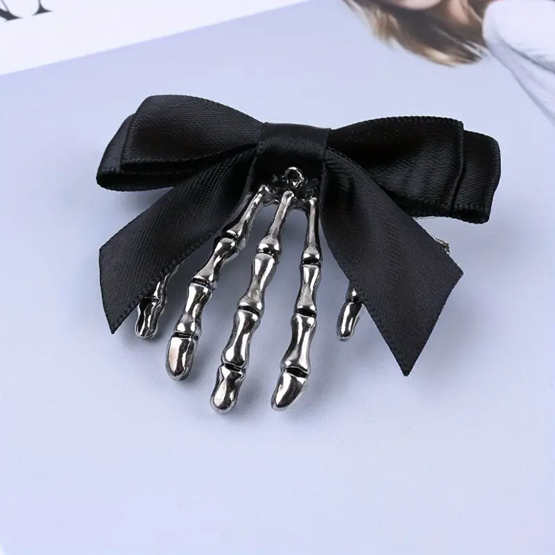2pcs Halloween Bowknot Hair Clip Skull Ghost Hand Bone Hairpins Women ...