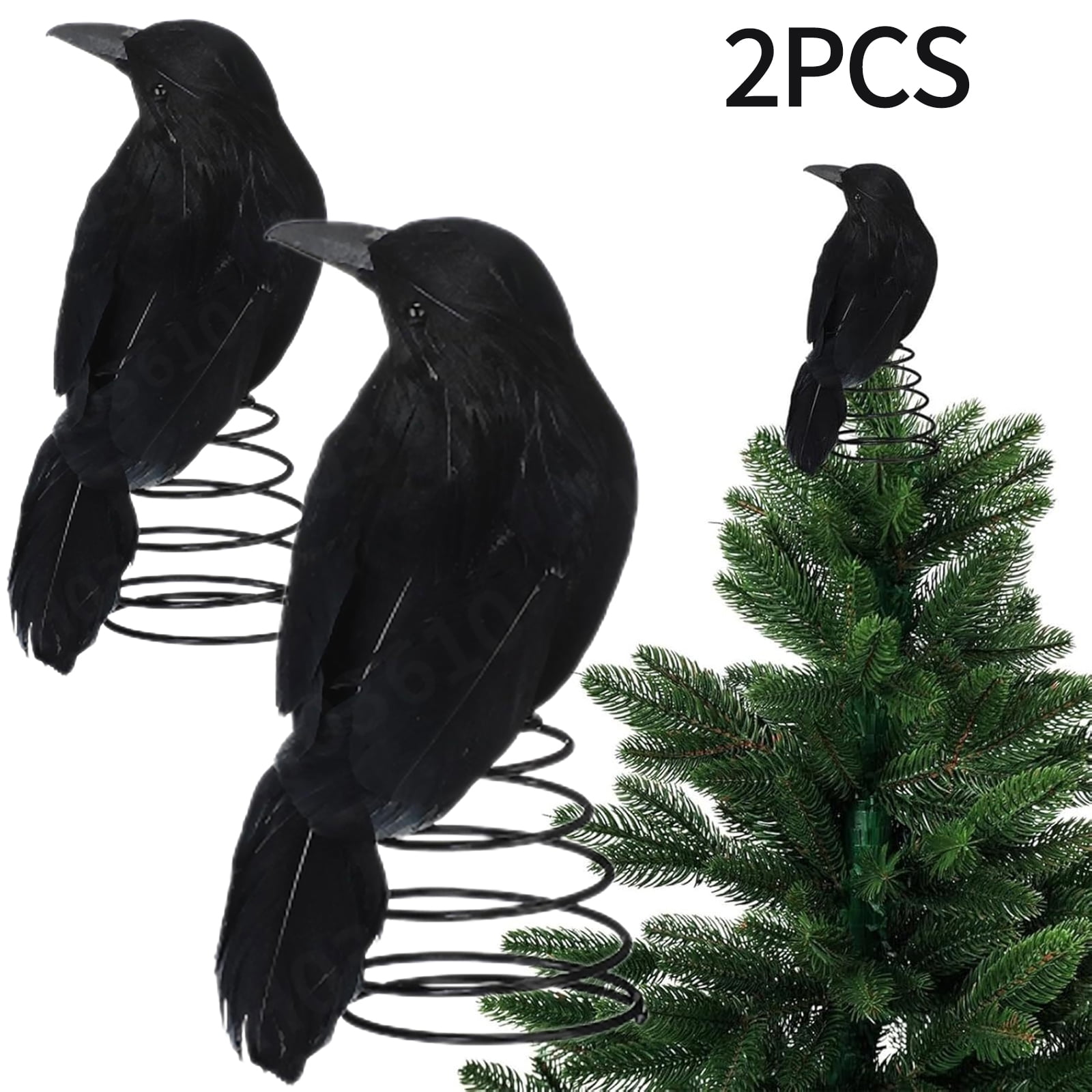 2pcs Halloween Crow Mini Tree Topper Halloween Tree Topper Black Crow ...