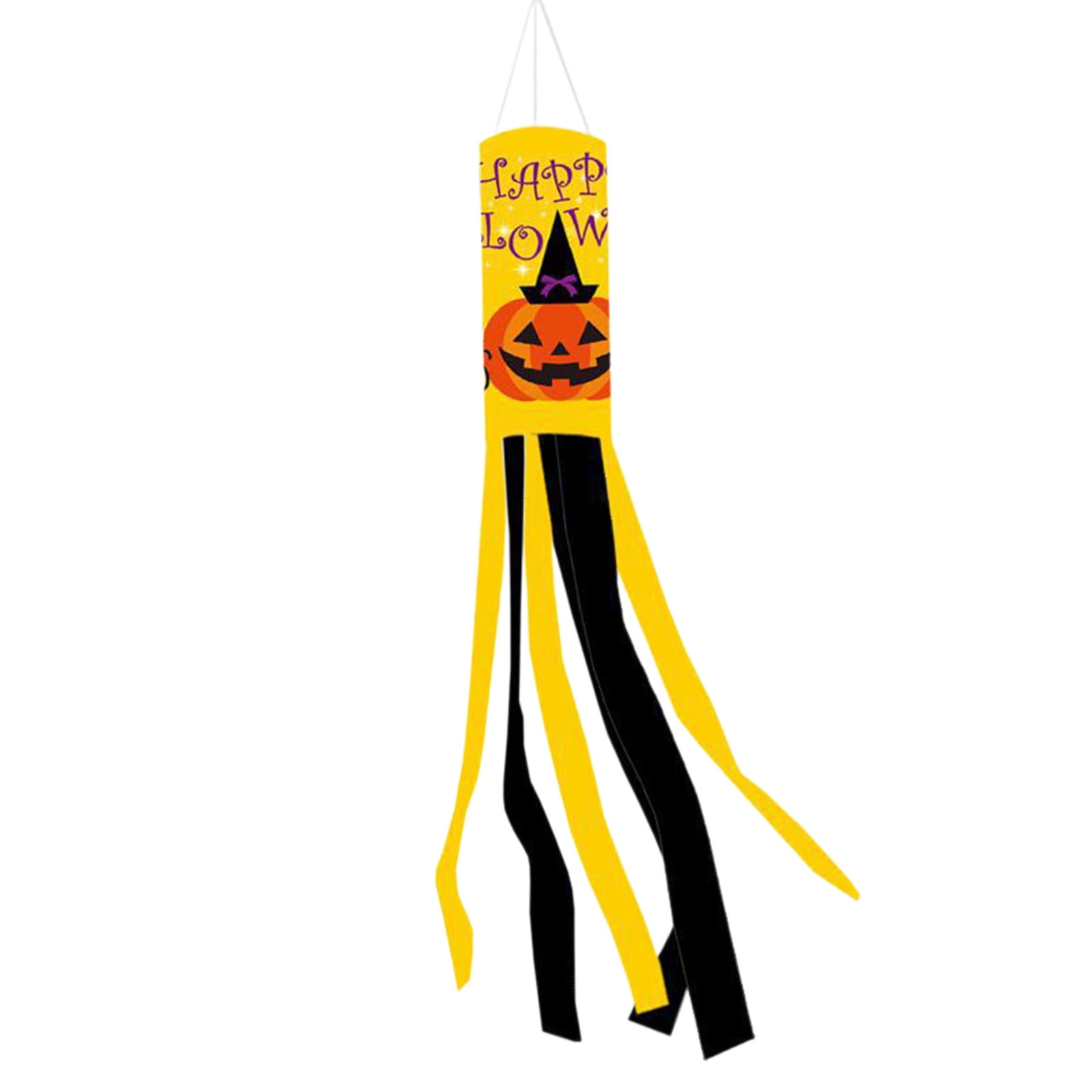 2pcs Halloween Ghost Windsock Flag Decorations, 40 Inch Hanging Happy ...