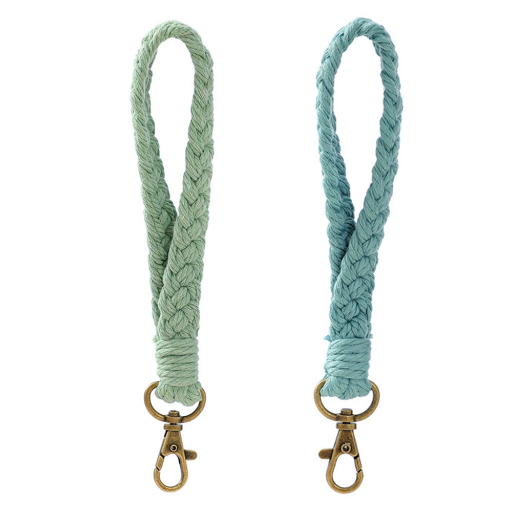 2pcs Hand-woven cotton rope key Chain Bracelet braided pendant key ring ...