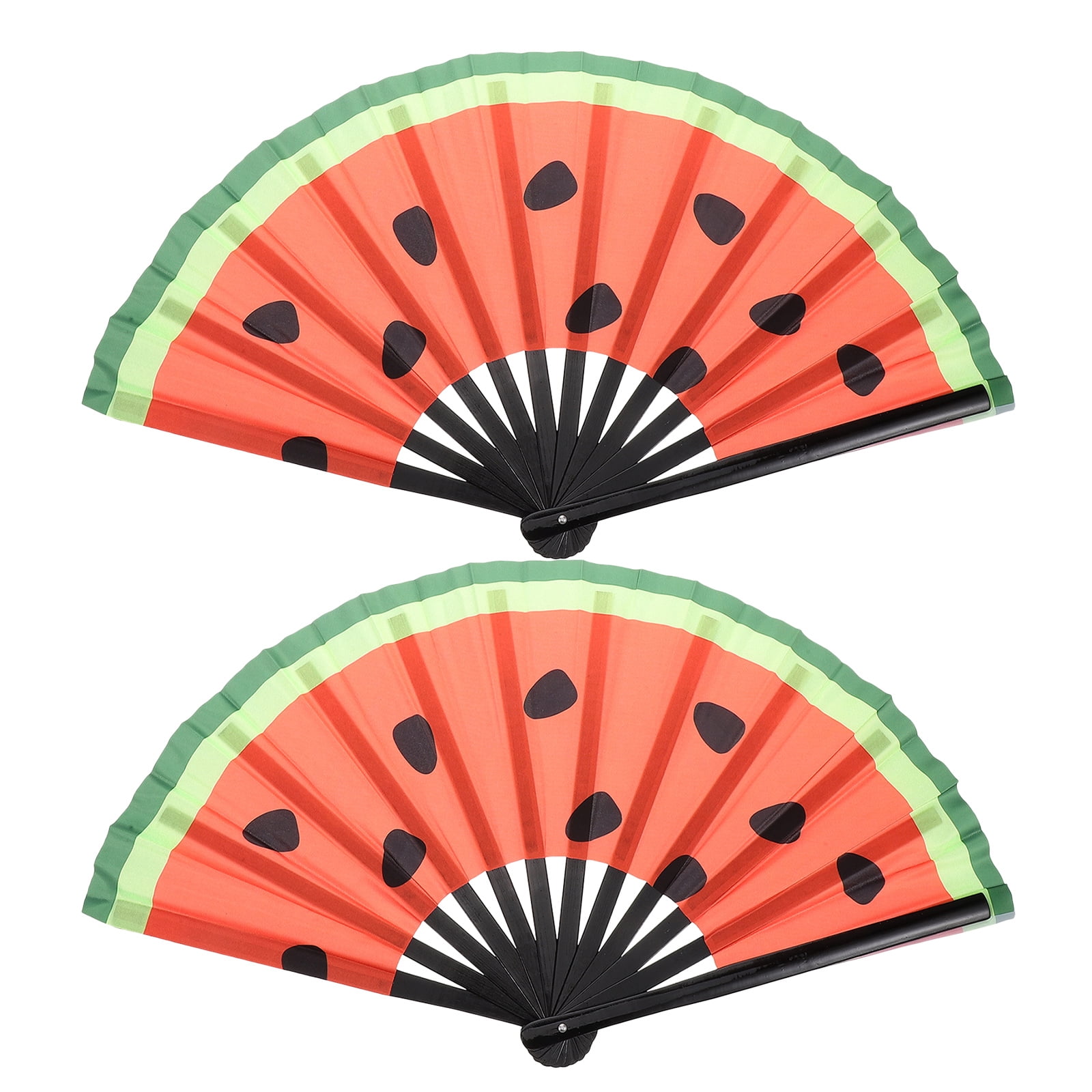 2pcs Handheld Folding Fan - Fluorescence Glow Wood Hand Fan Watermelon ...