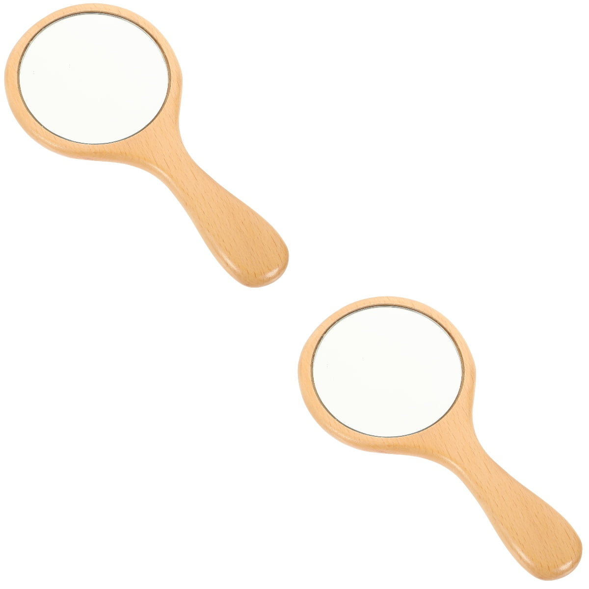 2pcs Handheld Mirror Portable Mirror Wooden Mirror Multifunctional ...