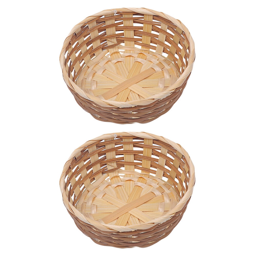 2pcs Handmade Bamboo Fruit Baskets Bamboo Storage Containers (Assorted ...