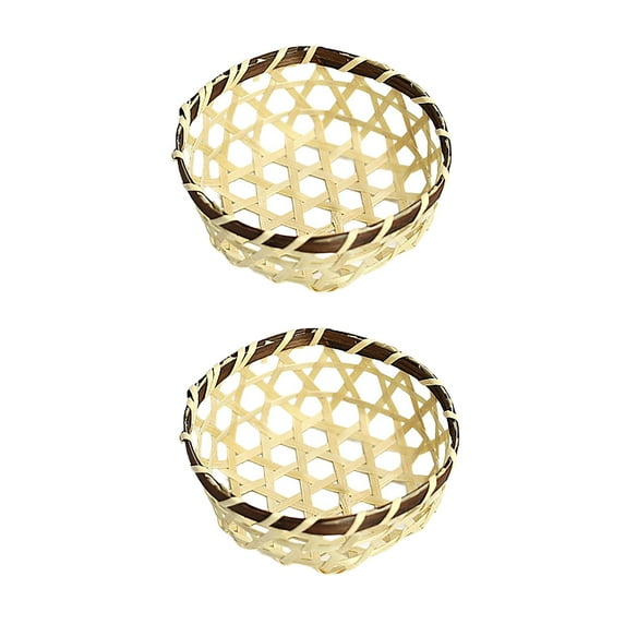 2pcs Handmade Bamboos Trays Handmade Snacks Storage Basket Handwoven ...