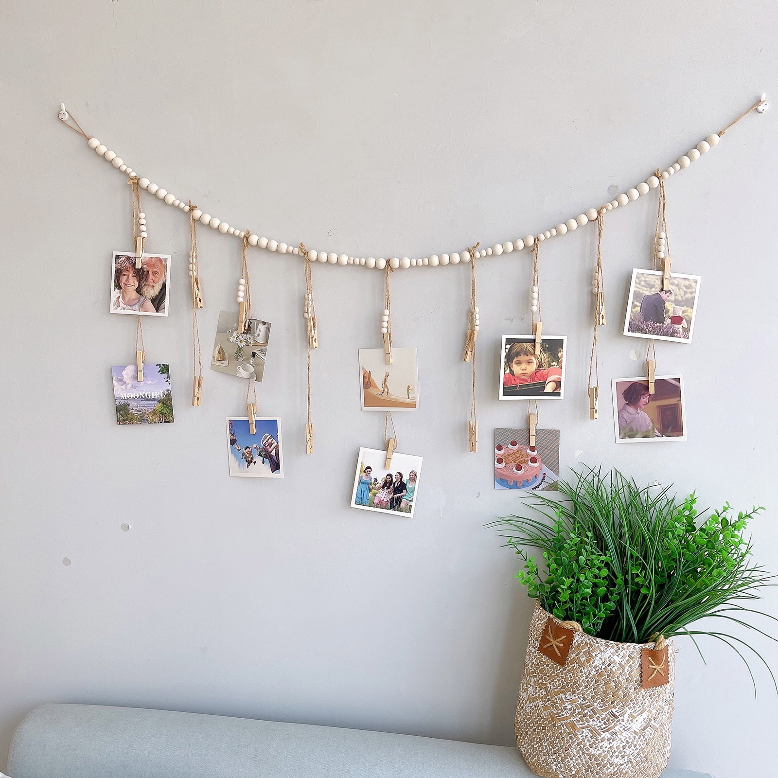 2pcs Hanging Photo Display Boho Macrame Photo Wall Hanging with 14/18 ...