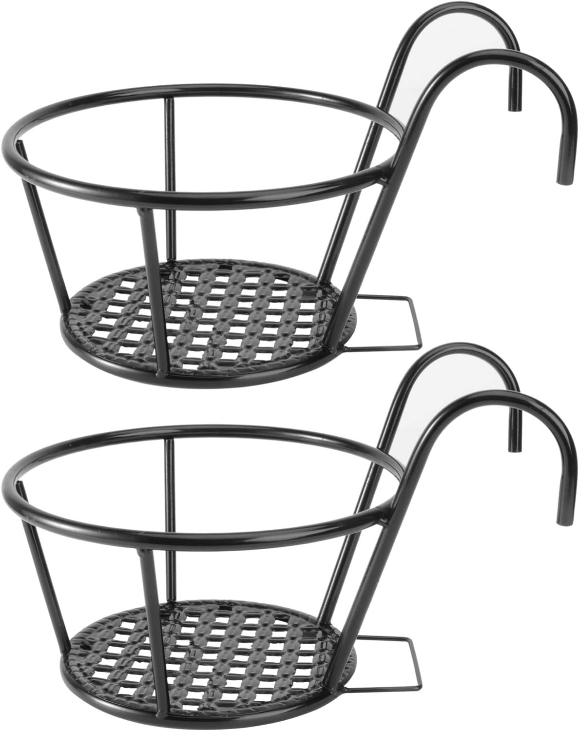 2pcs Hanging Railing Planter Baskets - over the Rail Metal Fence ...