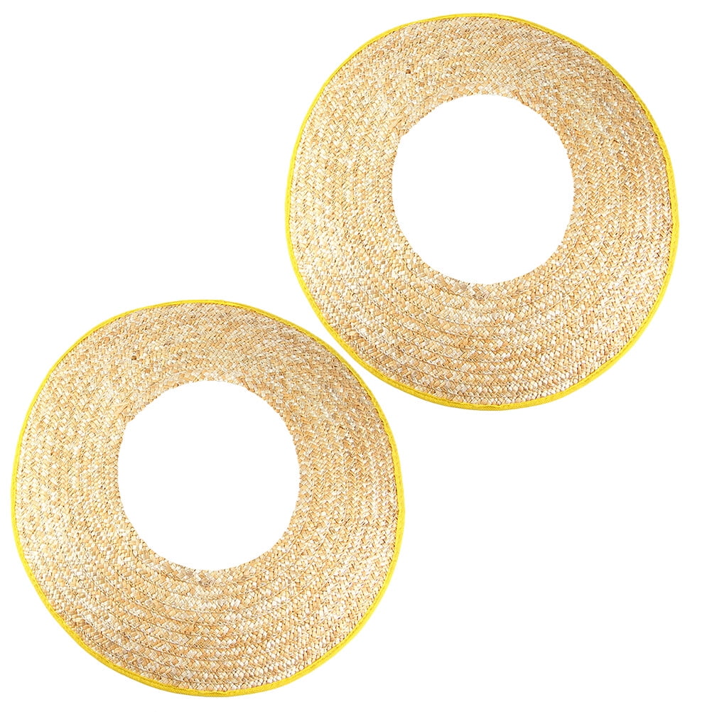 2pcs Hard Hat Sun Shade Construction Worker Straw Helmet Brim Wheat ...