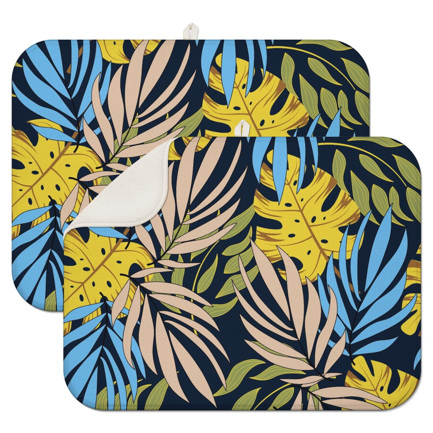 2pcs Hawaiian Floral Drying Pad Super Absorbent Microfiber Foldable ...