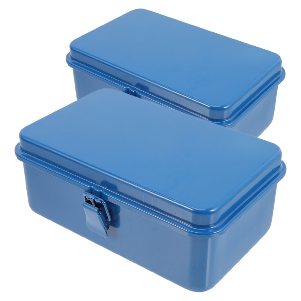 2pcs Heavy Duty Metal Tool Box Portable Iron Storage Case with Latching ...