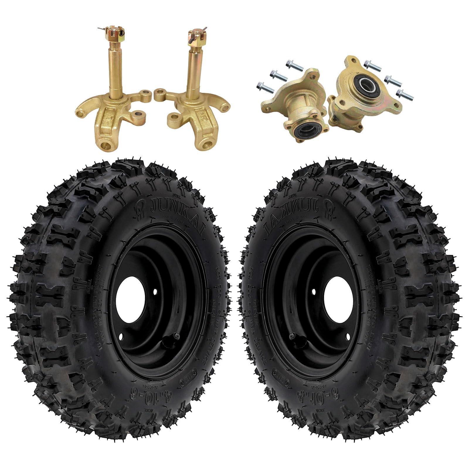 2pcs High-Performance 4.10-6 Front Tubeless Tire Wheel with Rim, 3 Bolt ...