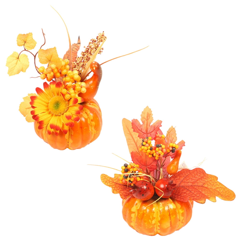 2pcs Holiday table ornaments-Artificial pumpkin, sunflower maple leaf ...