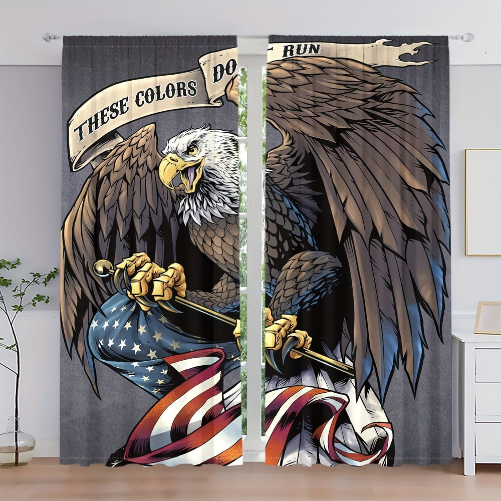 2pcs Home r Curtains Football Rugby Fan US Flag Modern Printed Curtain ...