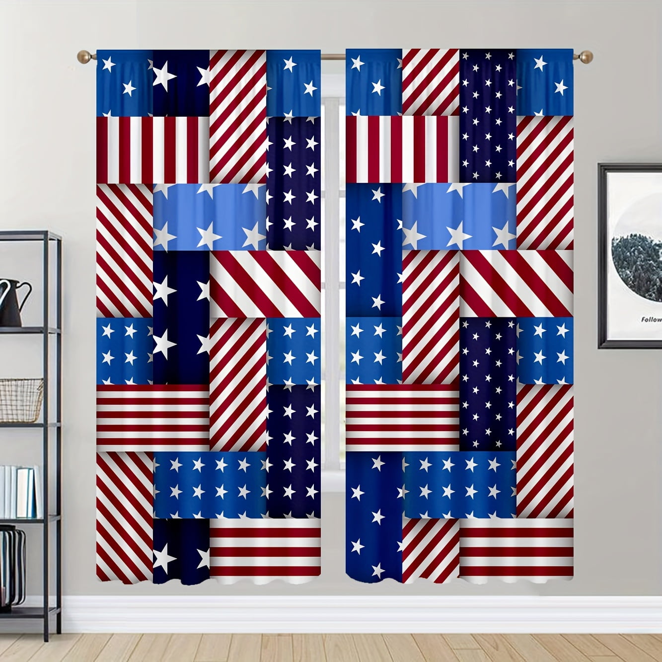 2pcs Home r Curtains Football Rugby Fan US Flag Modern Printed Curtain ...