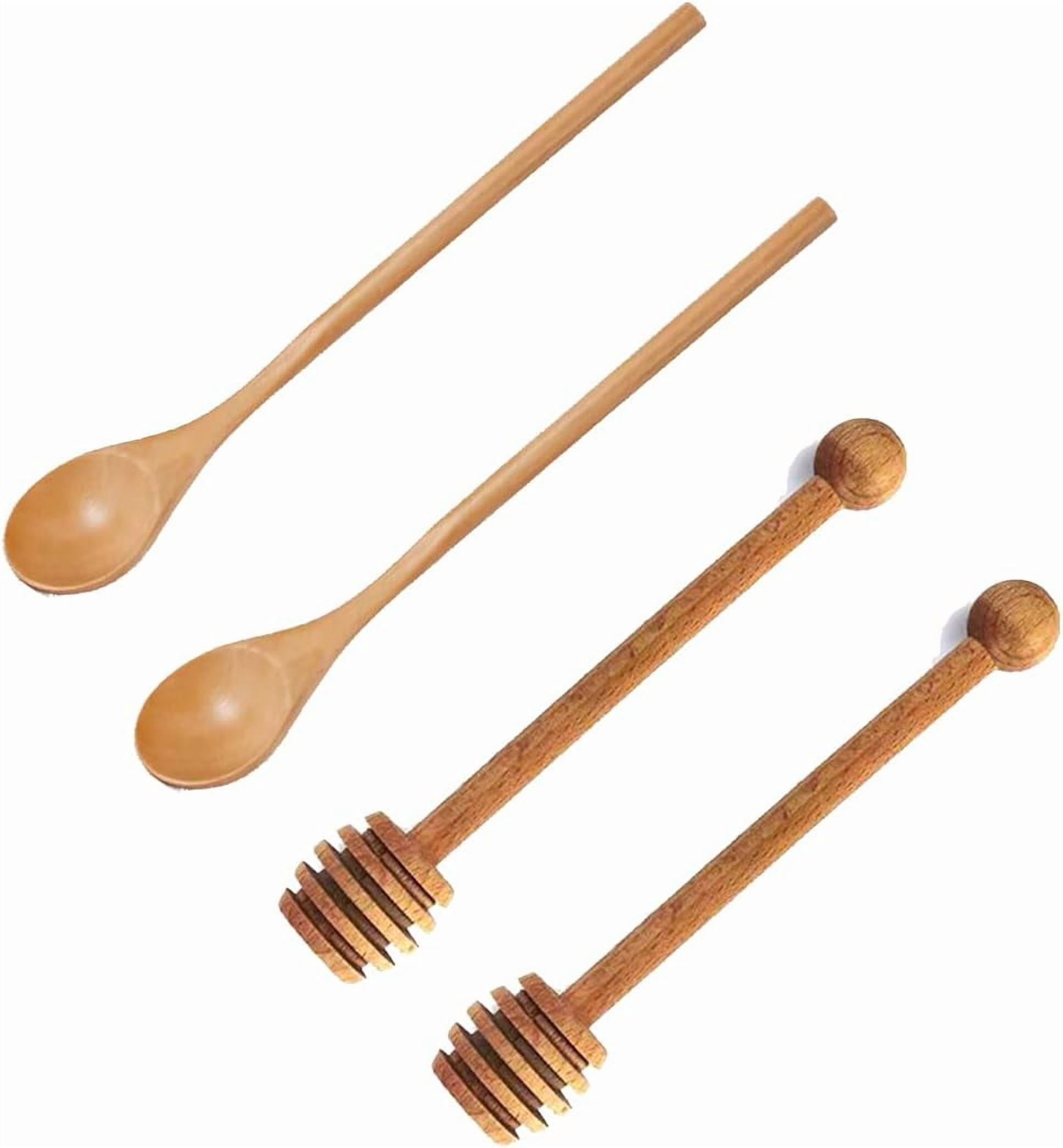 2pcs Honey Dipper Stick, 2pcs Long Handle Honey Spoon, Wooden Honey ...