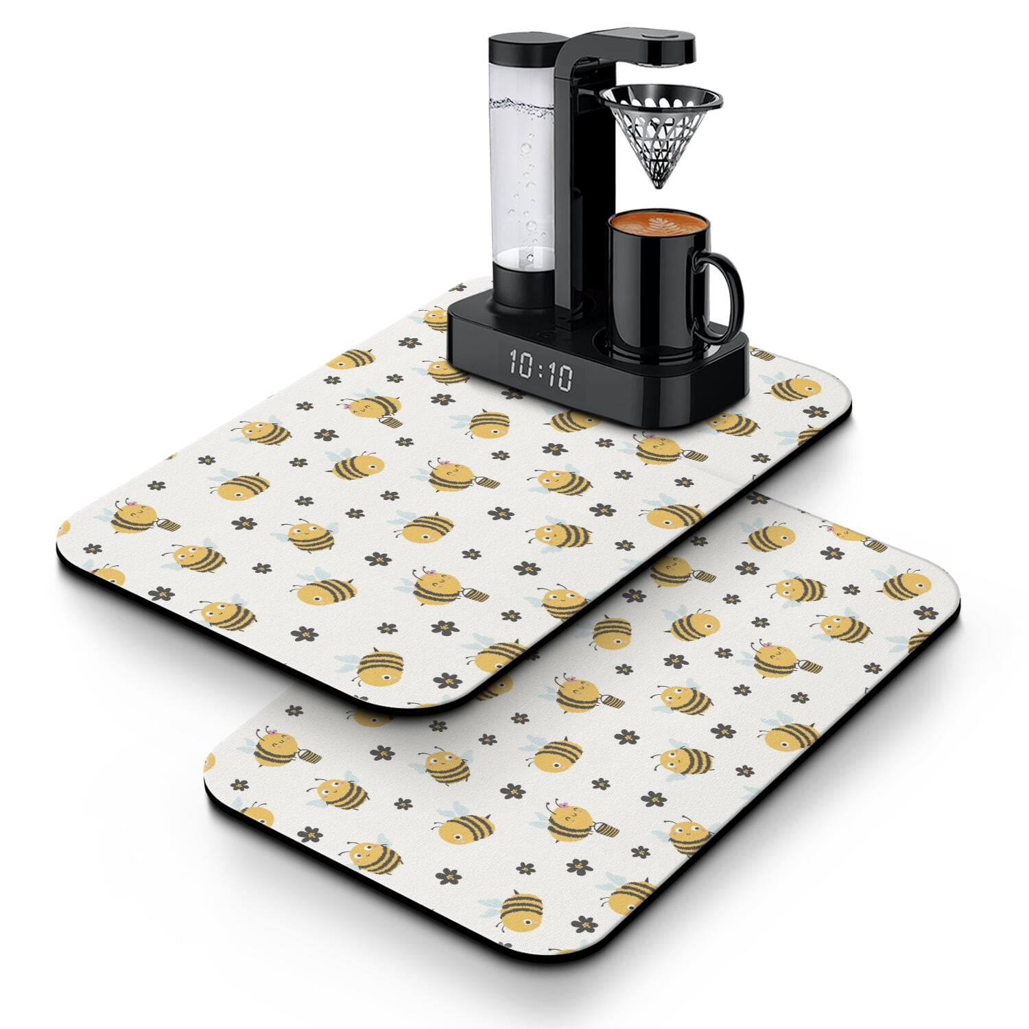 2pcs Honey-Themed Coffee Machine Mats - 4-Layer Absorbent & Heat ...