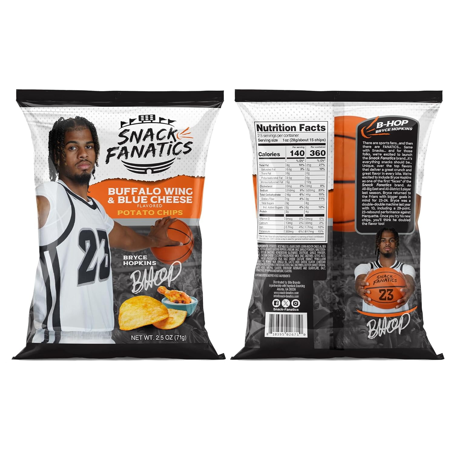 2pcs Hopkins Buffalo Wing Kyle Filipowski Hot Barbeque Chips 2.5oz (1 ...