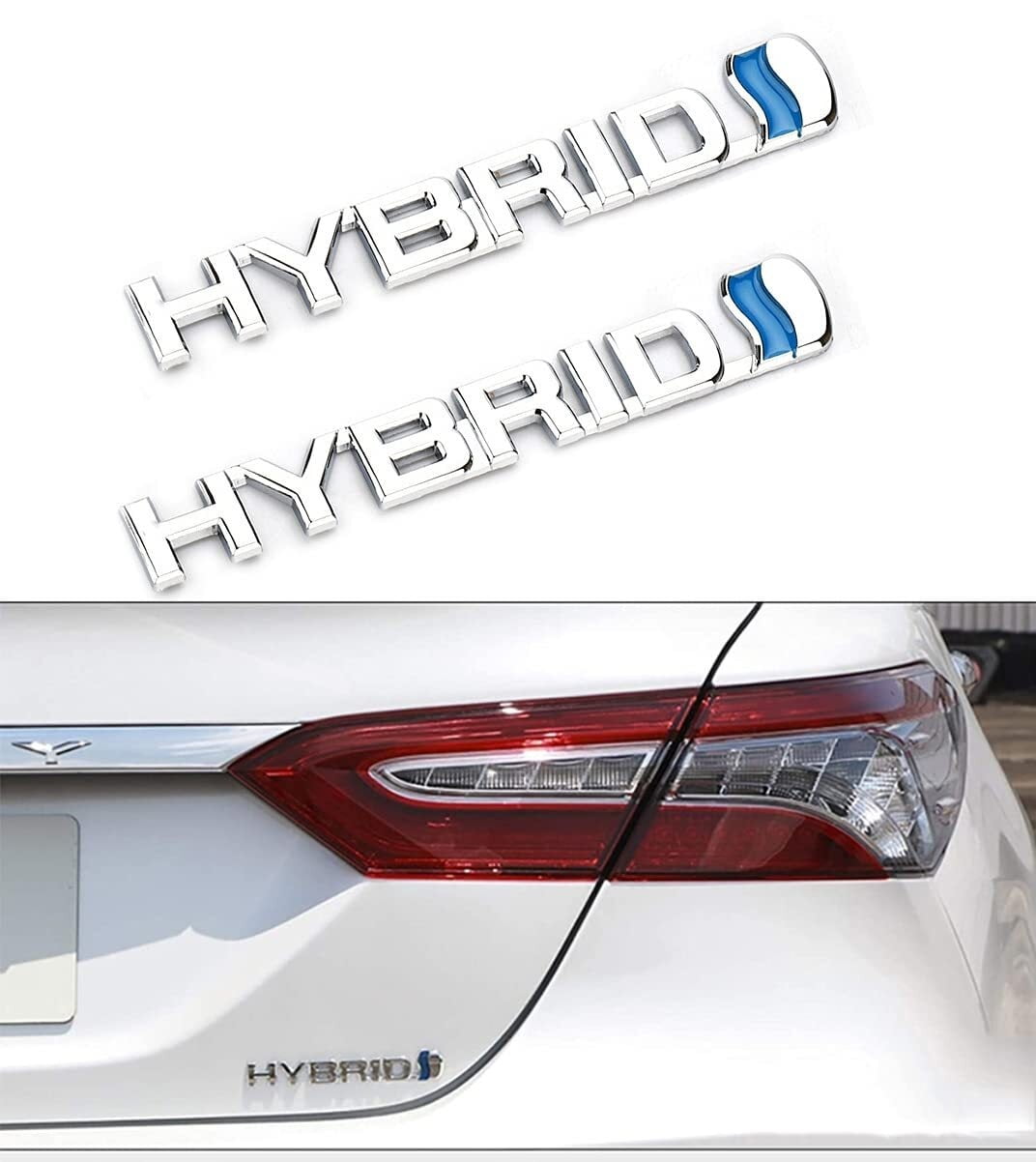 2pcs Hybrid Emblem 3D Metal Logo Letters Badge car Side Mudguard Rear ...