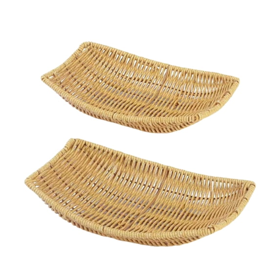 2pcs Imitation Rattan Ship Fruit Serving Basket Portable Bread Storage ...