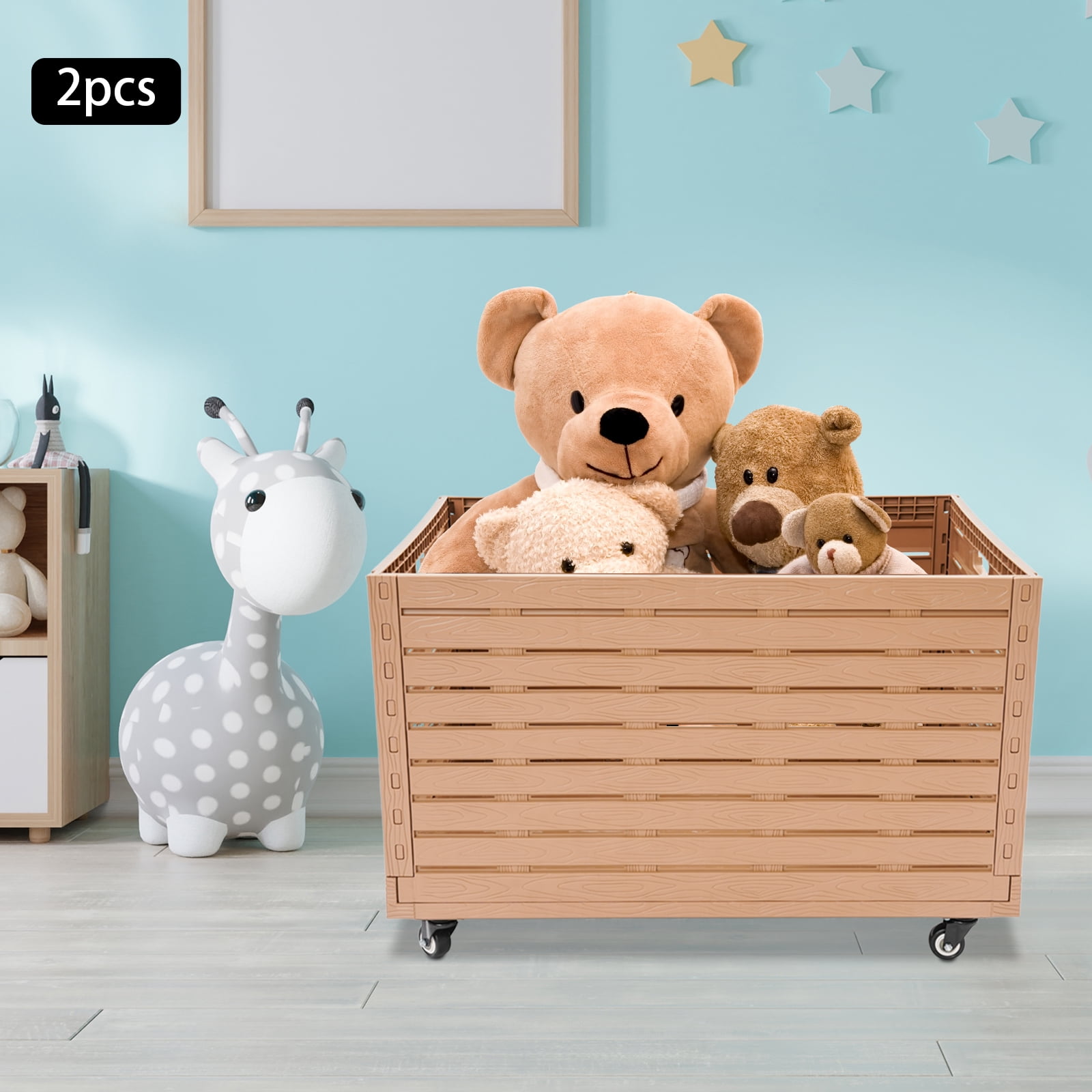 2pcs Imitation Wood Grain PP 90x62x17cm Storage Basket 200-Liter ...