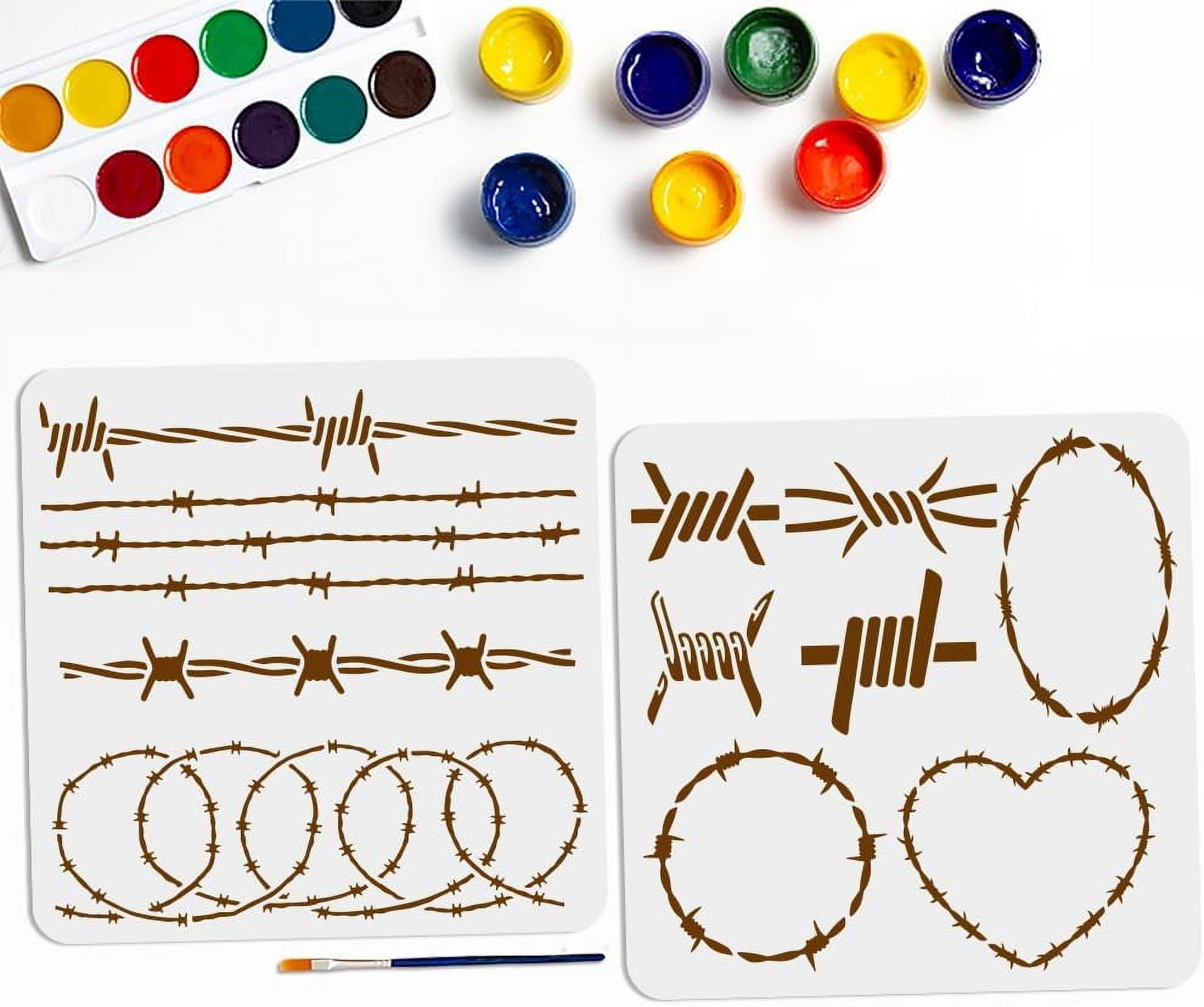 2pcs Iron Wire Stencil 11.8×11.8inch Barbed Wire DIY Stencils with ...