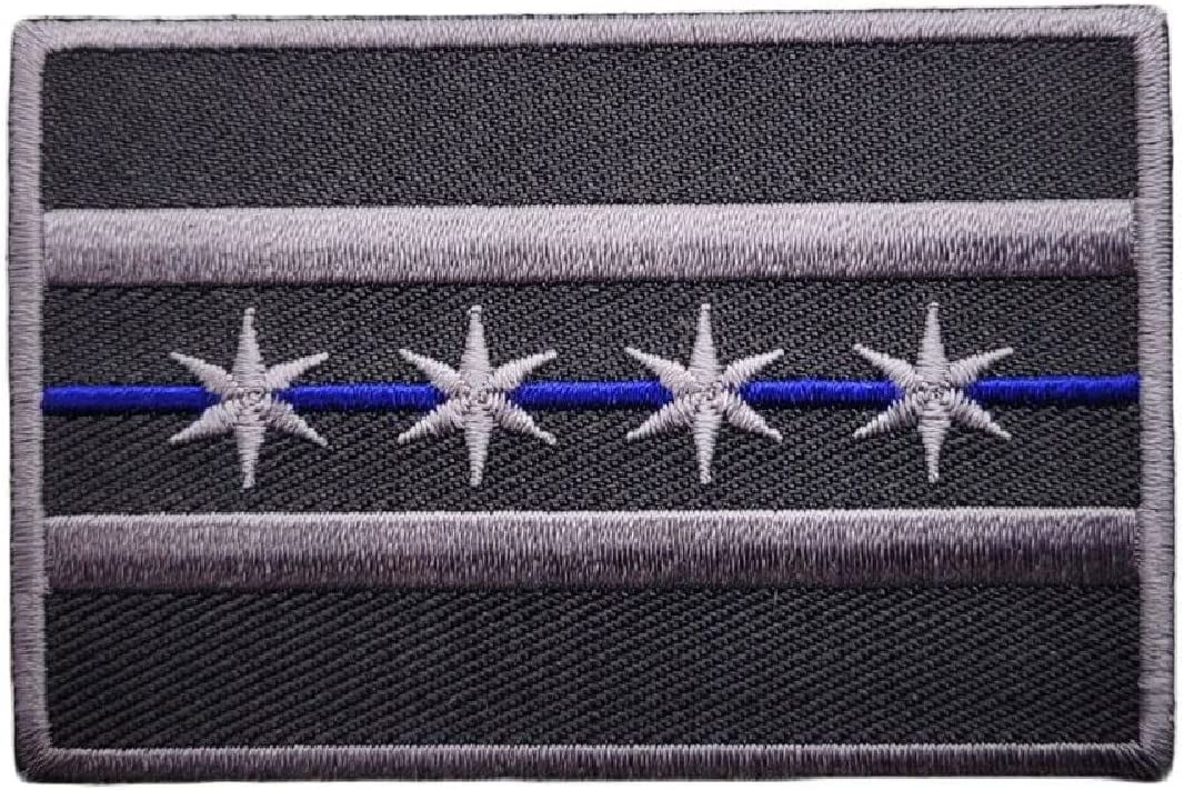 2pcs Iron on Blue Line Chicago Subdued Gray Flag Police Patch CH04A ...
