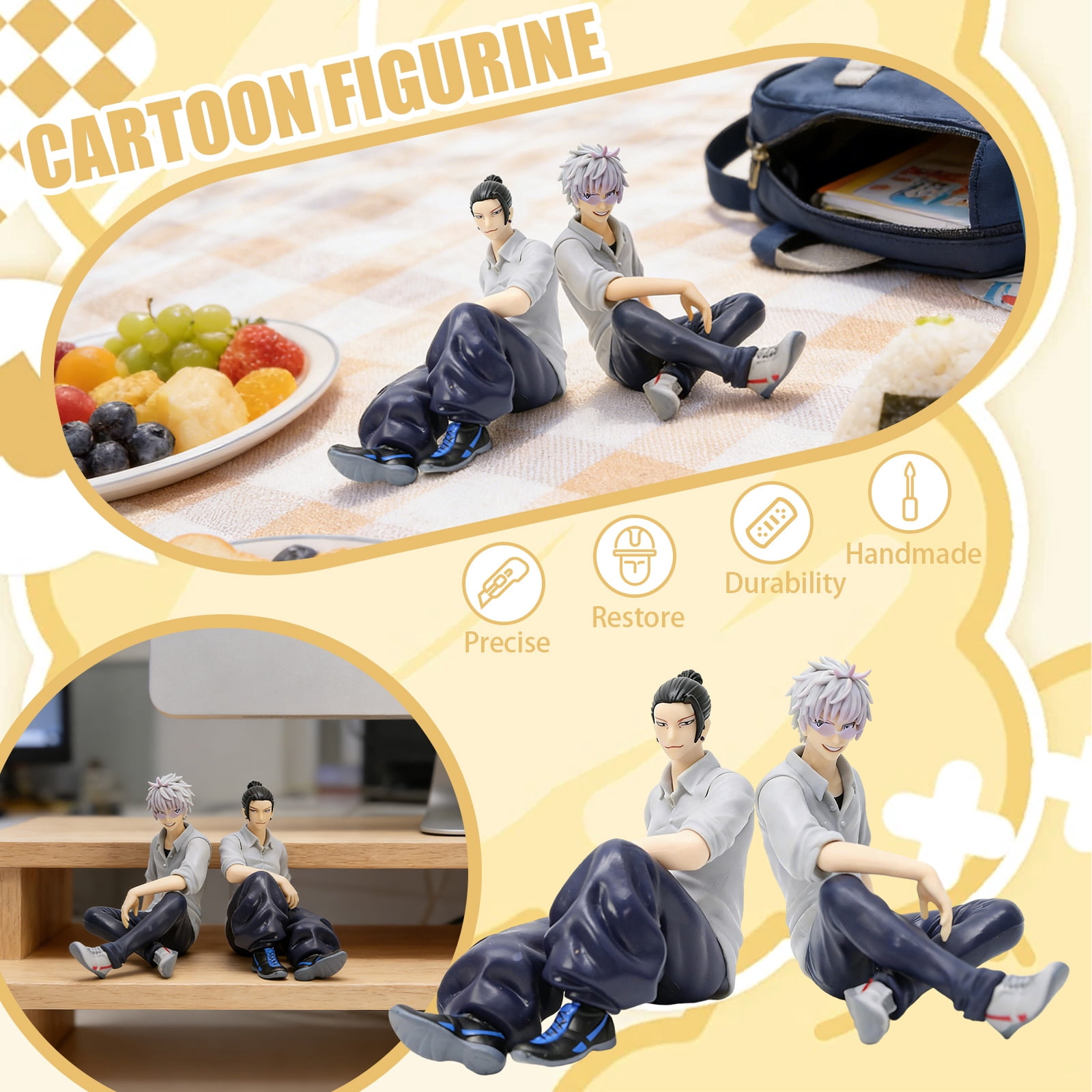 2pcs JJK Figure Geto Suguru Figure Gojos Statue, 4.3In Sitting Pose JJK ...