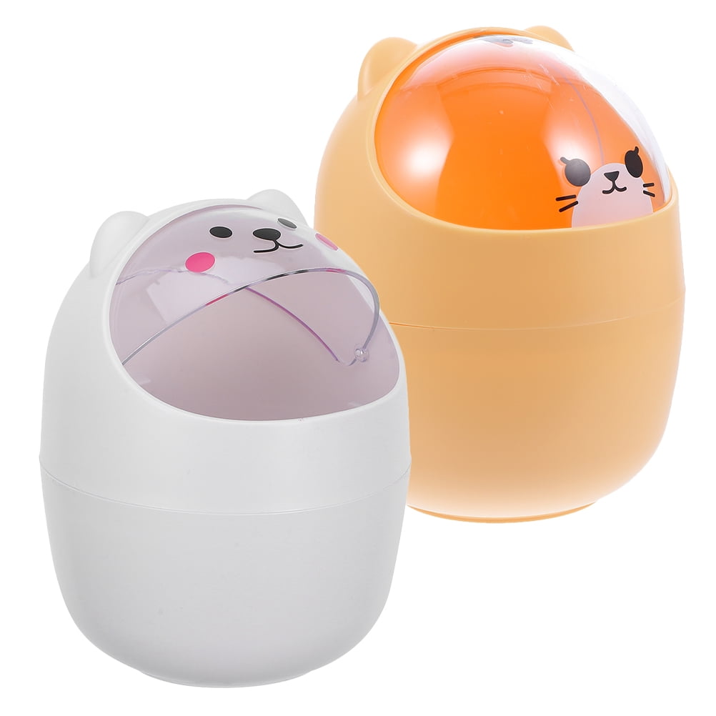 2pcs Kawaii Mini Trash Can with Flip Lid Cute Desktop Storage Box for ...