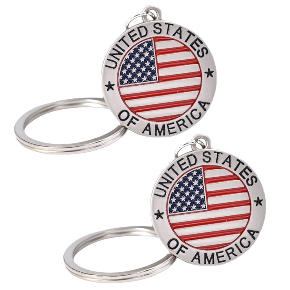 2pcs Key Holder American Flag Pattern Keychain Patriotic Key Ring ...