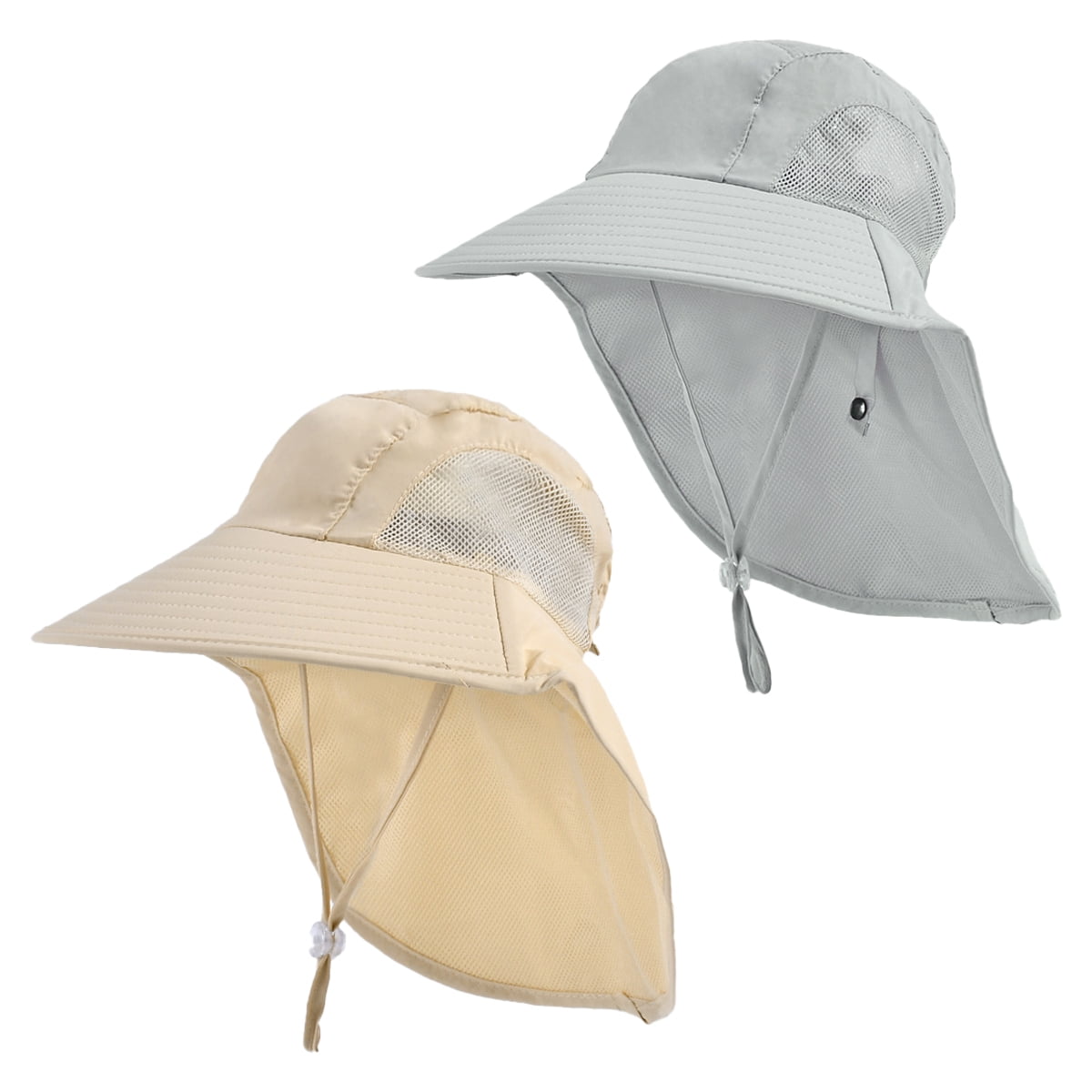 2pcs Kids Sun Hat with Neck Flap - Unisex Adjustable Children Wide Brim ...