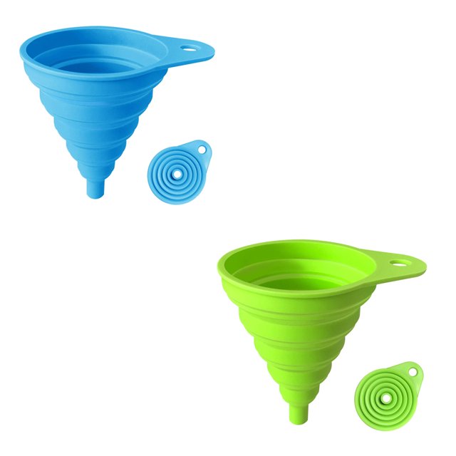 2pcs Kitchen Funnel, Funnels for Filling Bottles, Silicone Collapsible Funnel, Large Funnel for ...