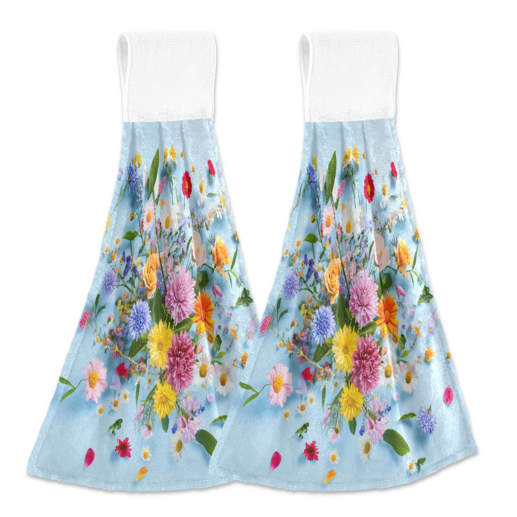 2pcs Kitchen Hanging Towels Bathroom Hanging Towels Velcro Soft Hand ...