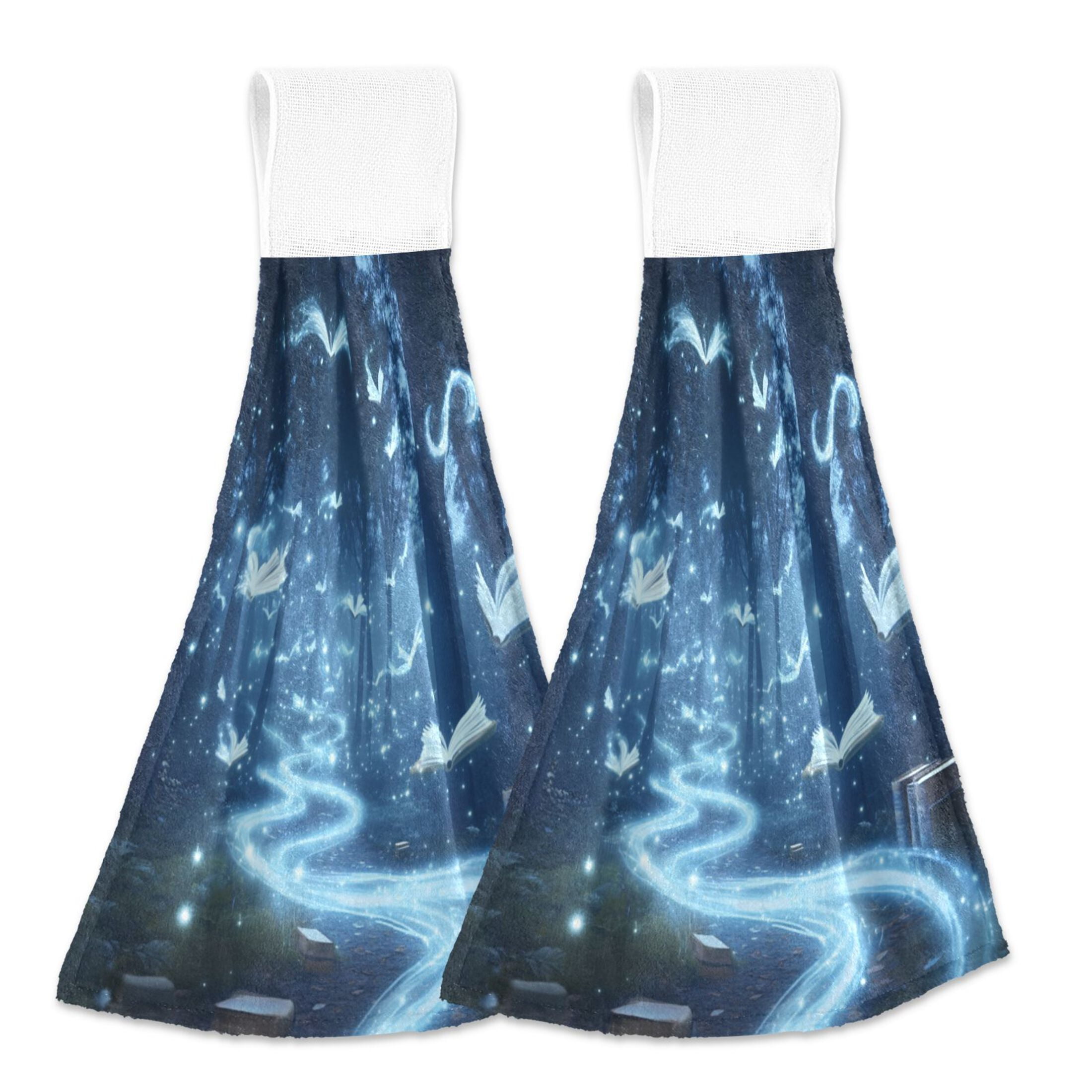 2pcs Kitchen Hanging Towels Bathroom Hanging Towels Velcro Soft Hand ...