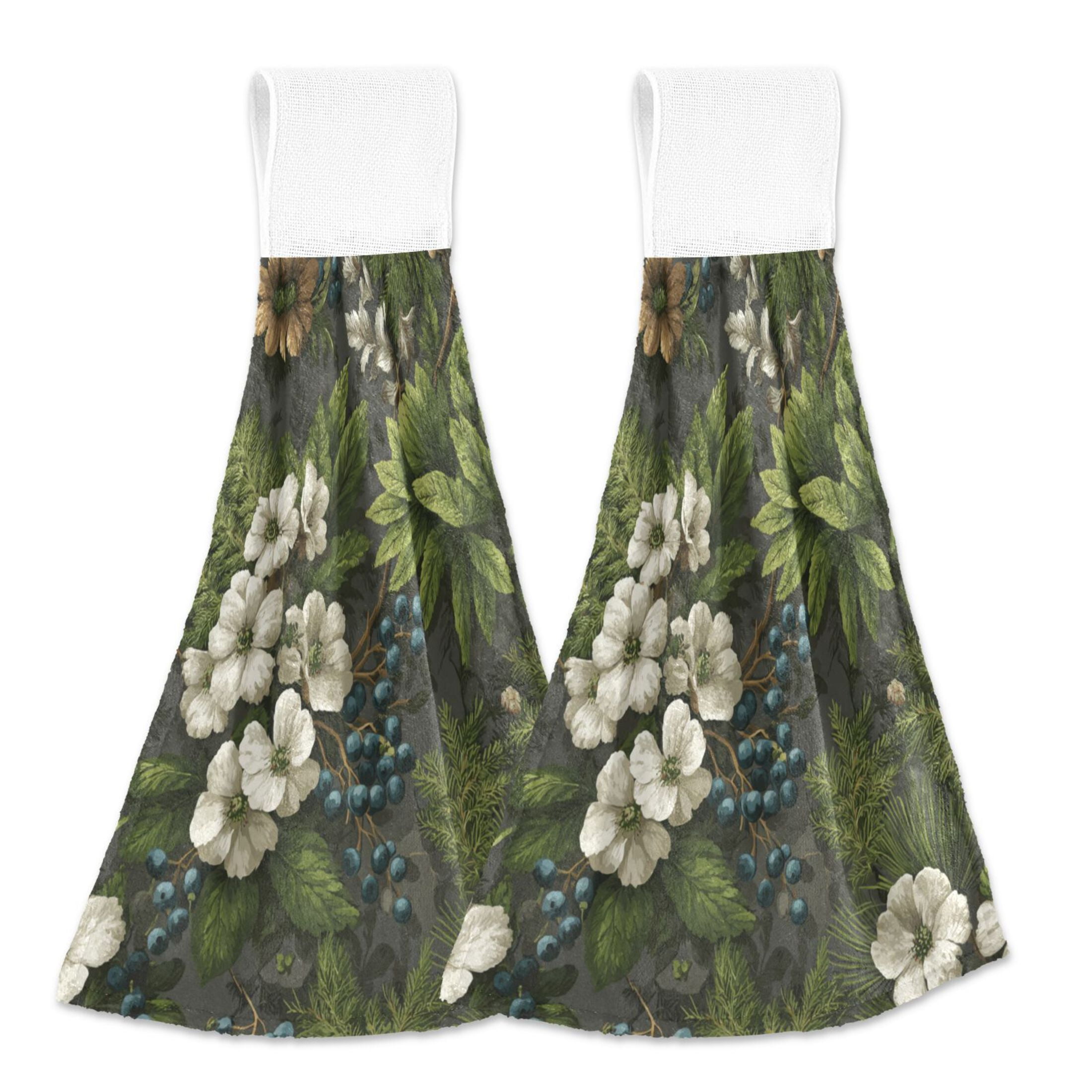 2pcs Kitchen Hanging Towels Bathroom Hanging Towels Velcro Soft Hand ...
