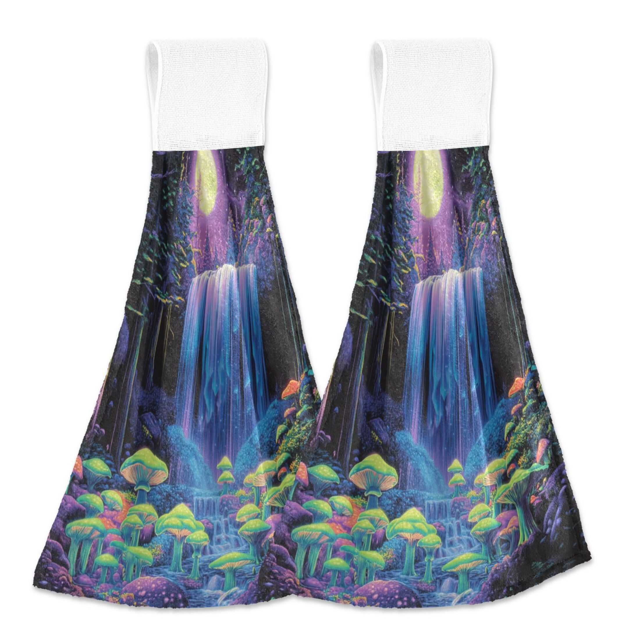 2pcs Kitchen Hanging Towels Bathroom Hanging Towels Velcro Soft Hand ...