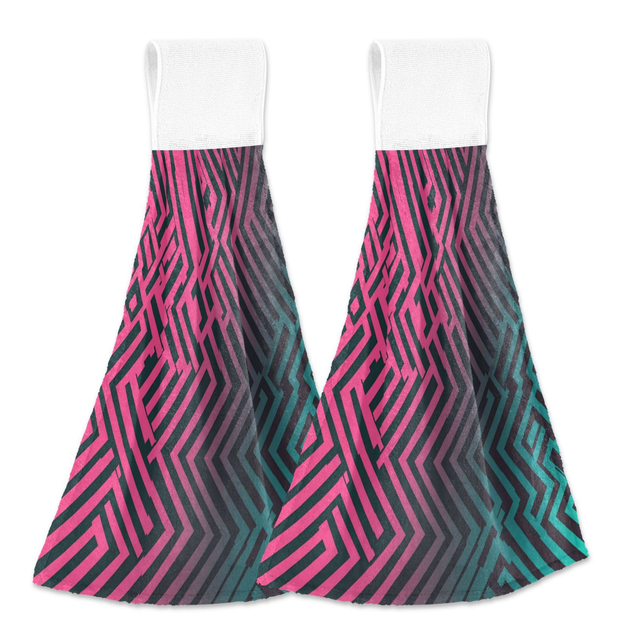 2pcs Kitchen Hanging Towels Bathroom Hanging Towels Velcro Soft Hand ...