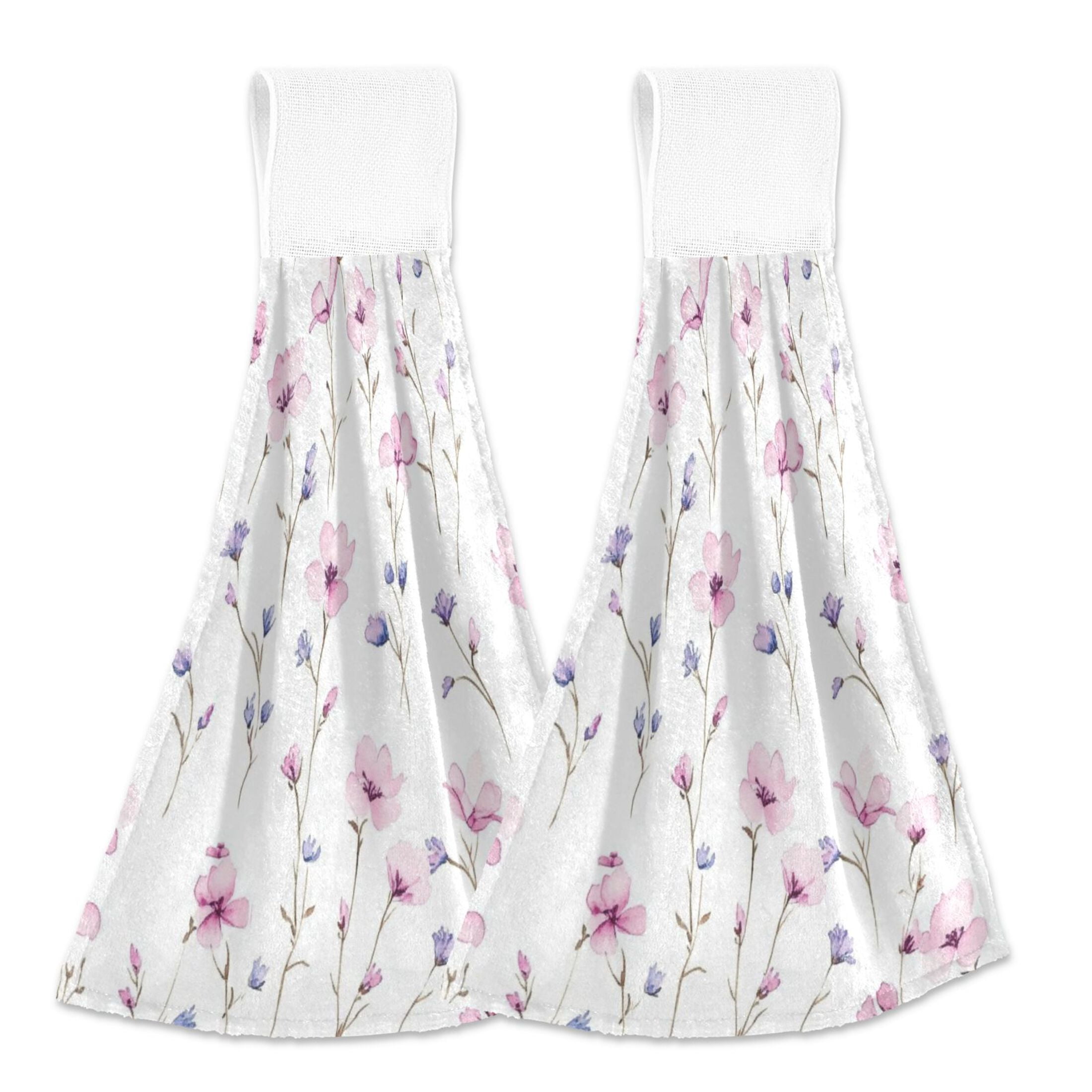 2pcs Kitchen Hanging Towels Bathroom Hanging Towels Velcro Soft Hand ...